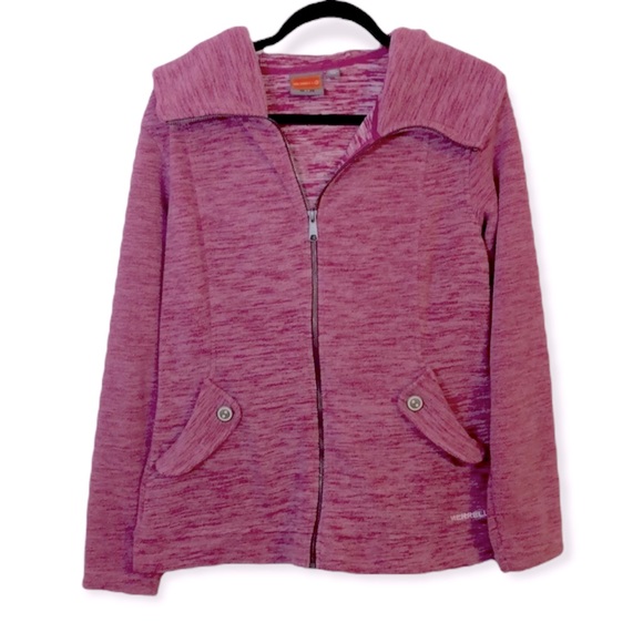 Merrell | Jackets & Coats | Merrell Fleece Hoodie Zip Up Jacket Pockets ...